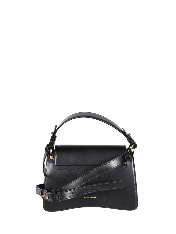 COCCINELLE C-me Calf & Marb Small Bag With Top Handle And Logo Appliqu - Black