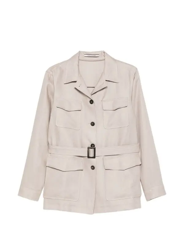 Tagliatore Belted Linen Jacket - Beige