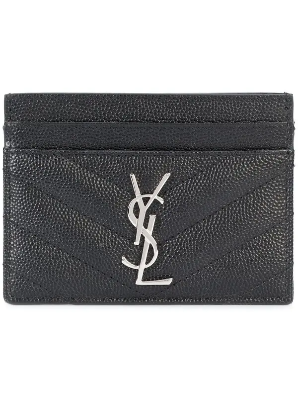 Saint Laurent Cassandre Leather Card Case - Black