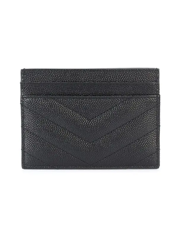 Saint Laurent Cassandre Leather Card Case - Black