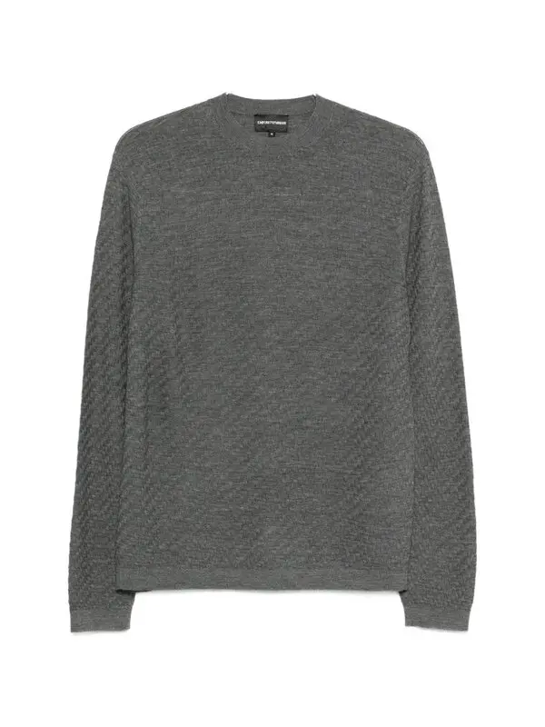 Emporio Armani Wool Textured Crewneck Sweater
