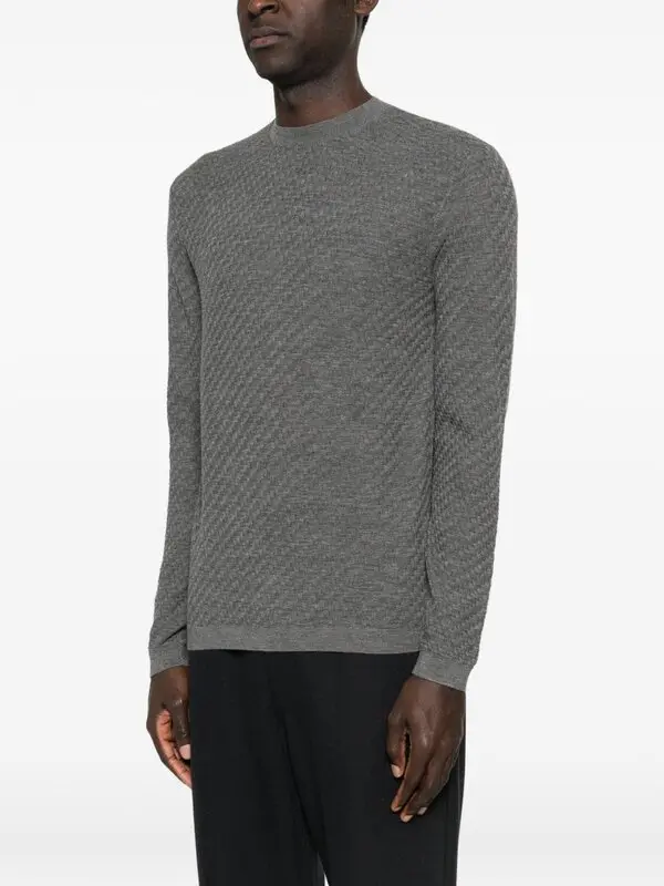 Emporio Armani Wool Textured Crewneck Sweater