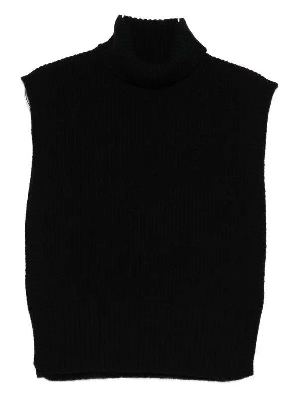 DAVANTINO Sleeveless Ribbed Wool Turtleneck Sweater