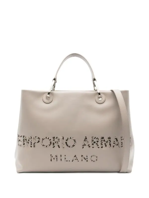 Emporio Armani Myea Medium Shopping Bag With Logo - Grey