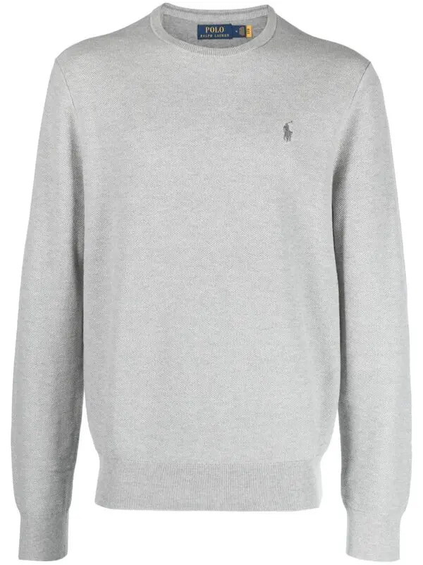 Polo Ralph Lauren Crew Neck Sweater With Logo - Grey