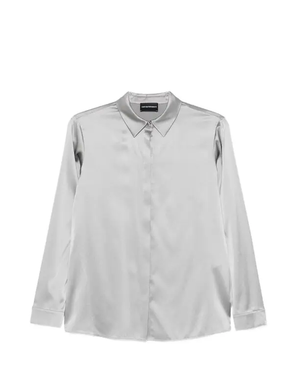 Emporio Armani Silk Shirt With Buttoned Cuffs - Grey
