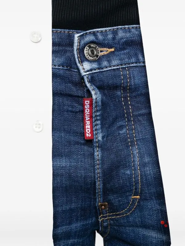 Dsquared2 Skater Jeans With Distressed Effect And Paint Splatter - Blue