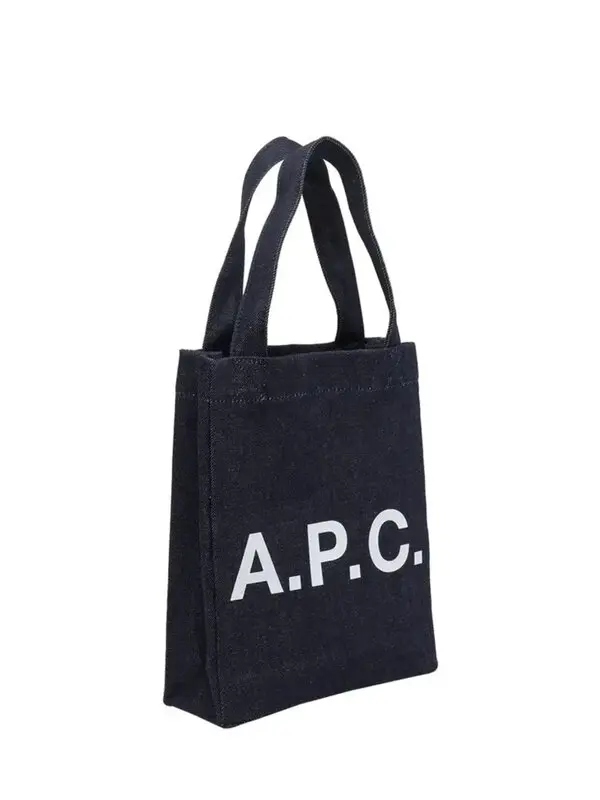 A.p.c. Cotton Tote Bag With Logo - Blue
