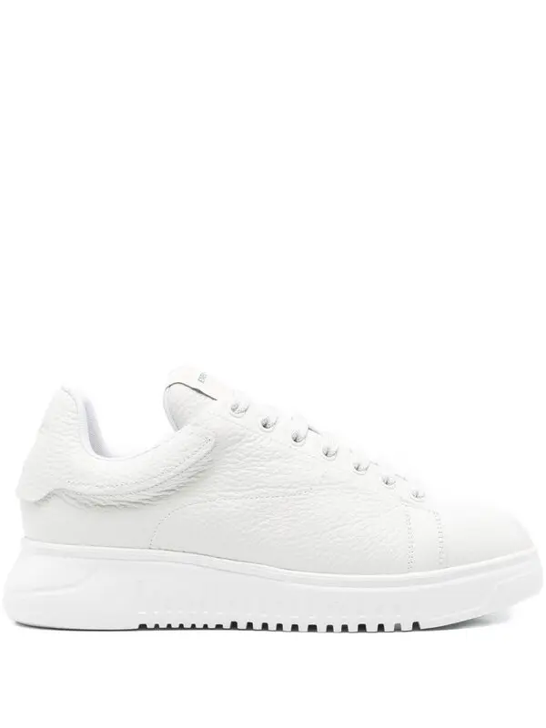 Emporio Armani Leather Lace Up Sneakers - White