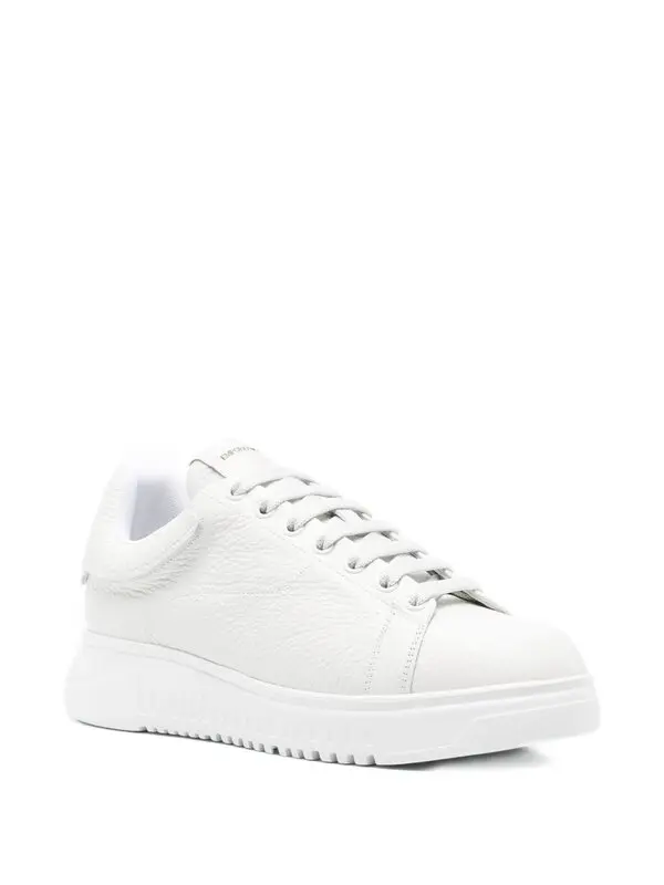 Emporio Armani Leather Lace Up Sneakers - White