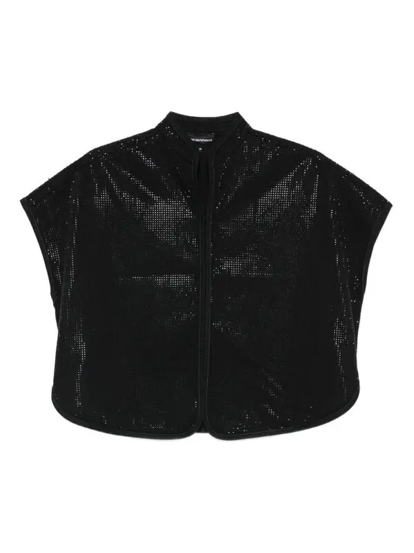 Emporio Armani Embellished Cropped Top With Stand Collar