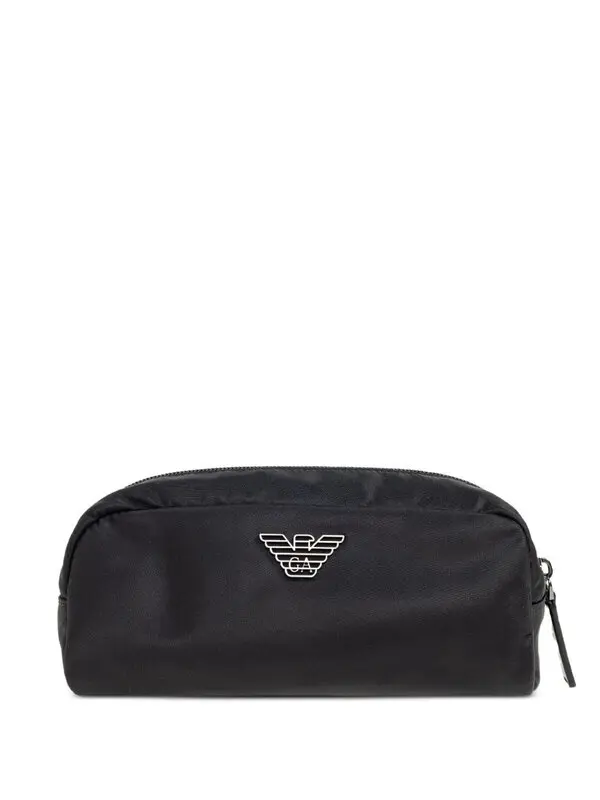 Emporio Armani Nylon Beauty-case With Logo Detail - Black