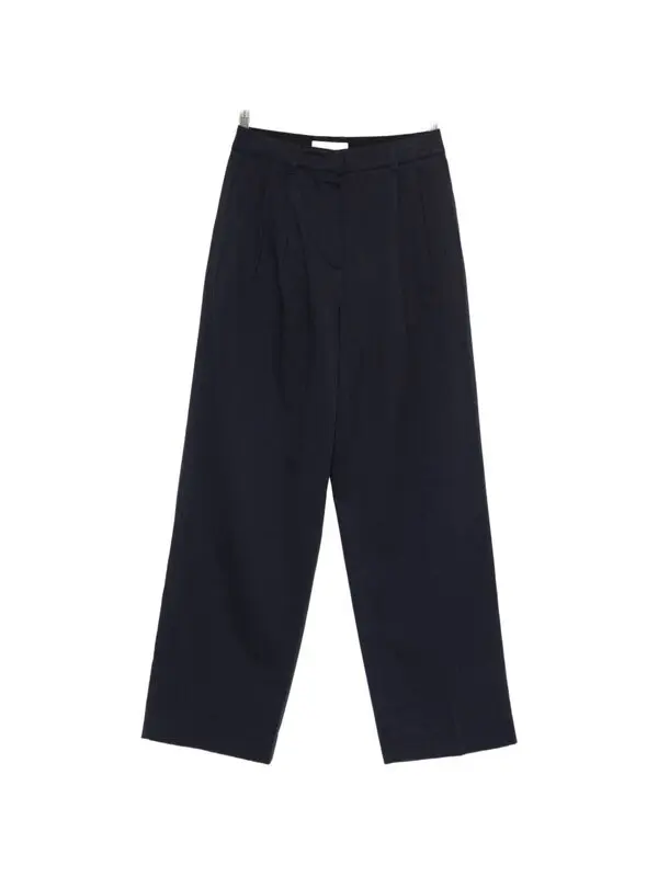 DUNST Pleated Cotton Blend Chino Trousers - Blue