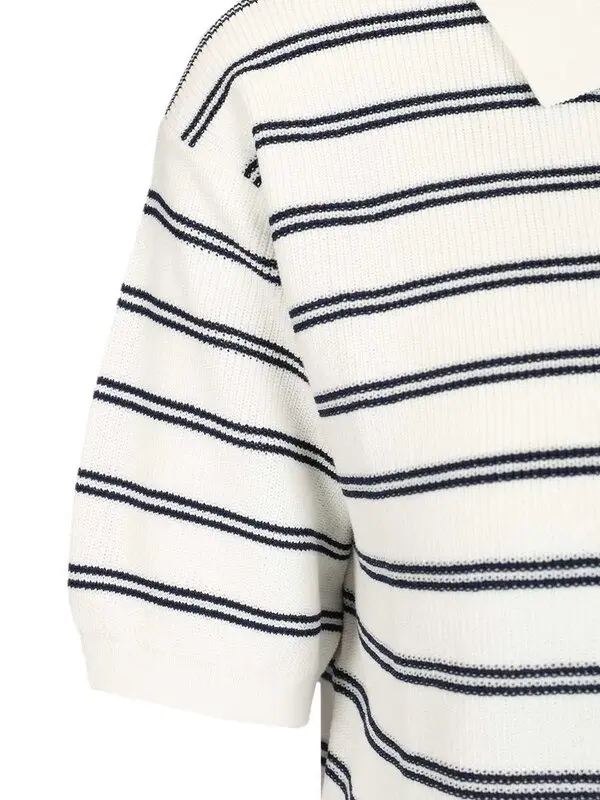 DUNST Cotton Blend Striped Polo Shirt