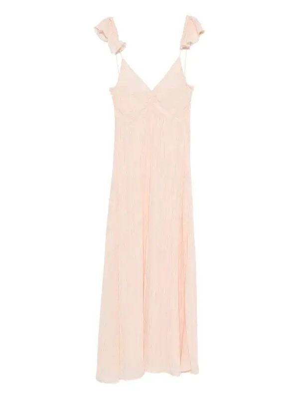 FORTE_FORTE V-neck Maxi Dress With Ruffled Sleeves - Pink