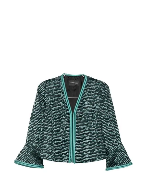 Emporio Armani Textured Ruffled Sleeve Jacket