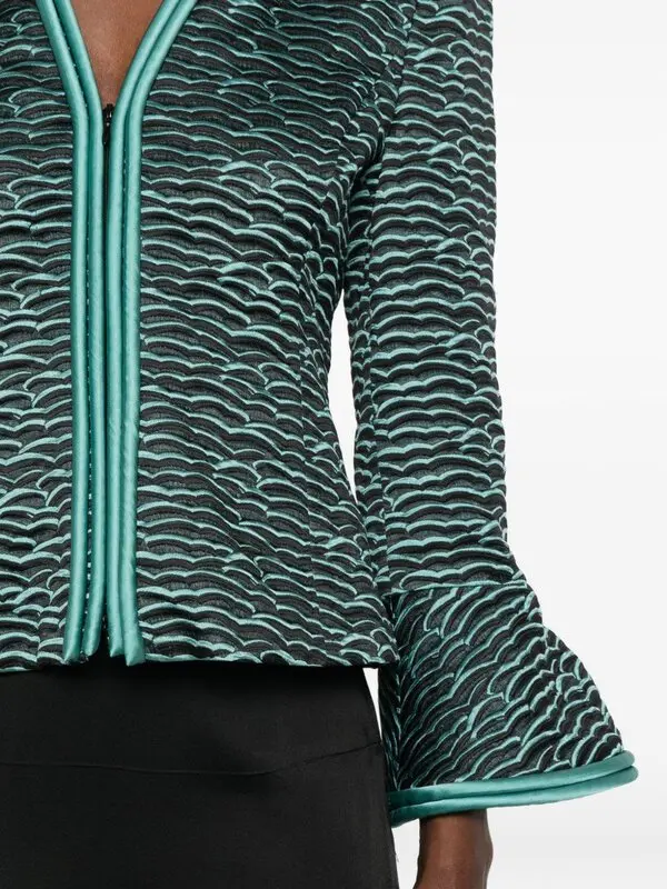 Emporio Armani Textured Ruffled Sleeve Jacket