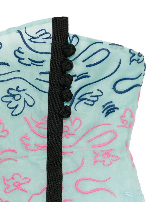 Emporio Armani Embroidered Strapless Top - Sky Blue
