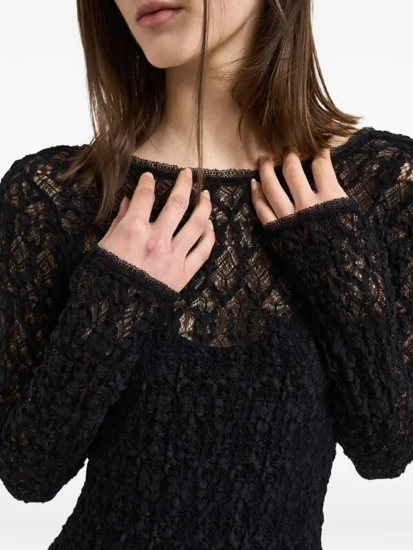 FORTE_FORTE Lace Long Dress - Black