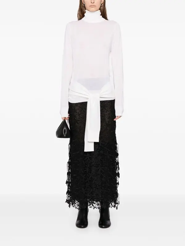 TOTEME Wool And Silk Blend Turtleneck Sweater With Tie Detail