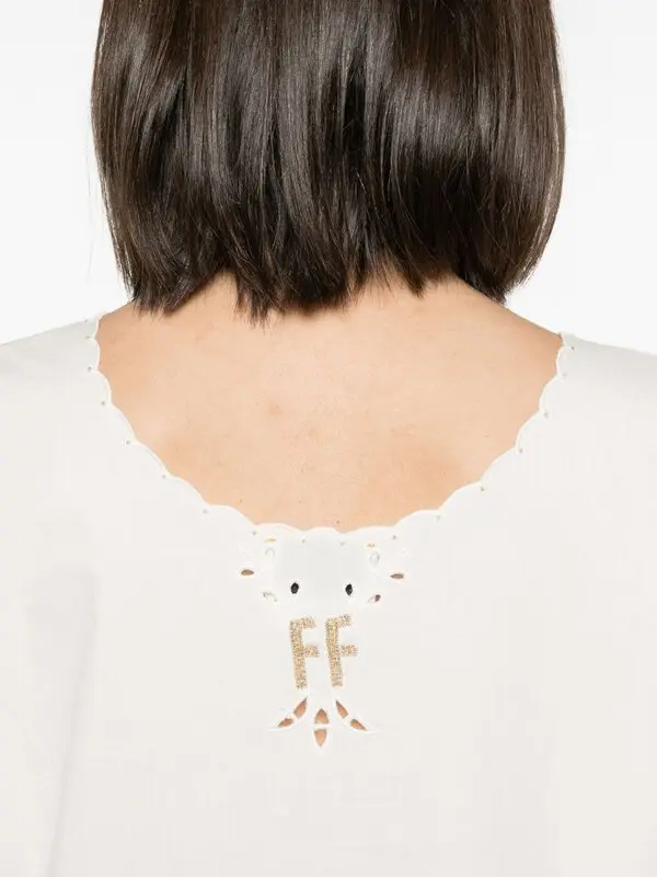FORTE_FORTE Embroidered Cotton Top - White