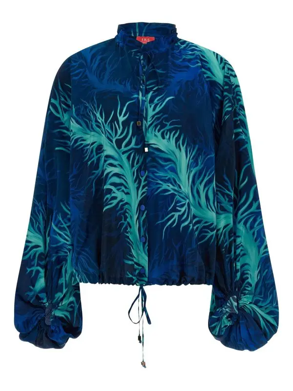 F.R.S FOR RESTLESS SLEEPERS Printed Silk Blouse - Blue