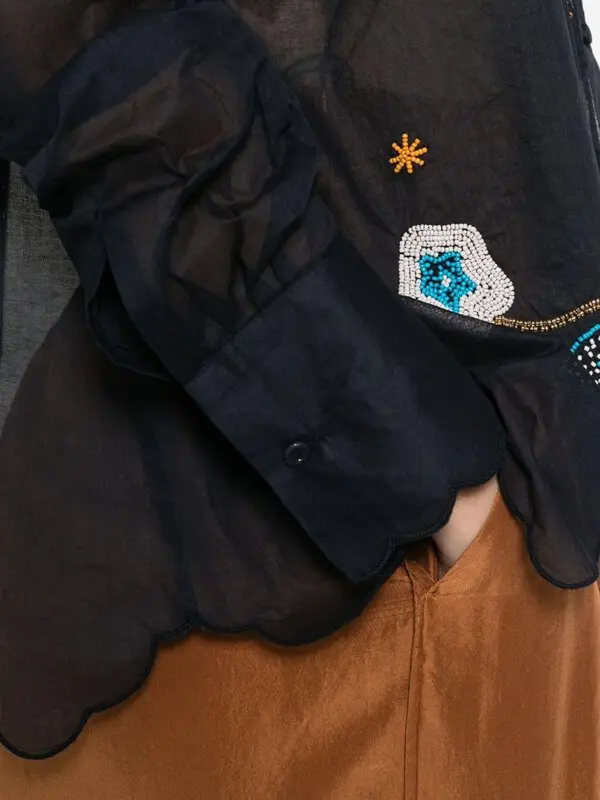 FORTE_FORTE Embroidered Cotton Shirt - Blue