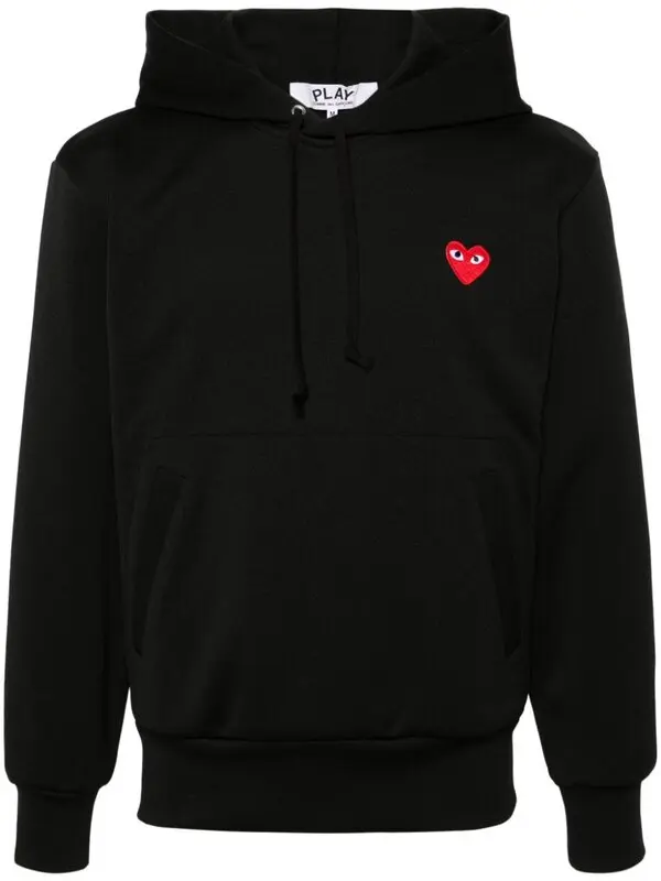 Play Comme Des Garcon Cotton Hoodie With Heart Patch