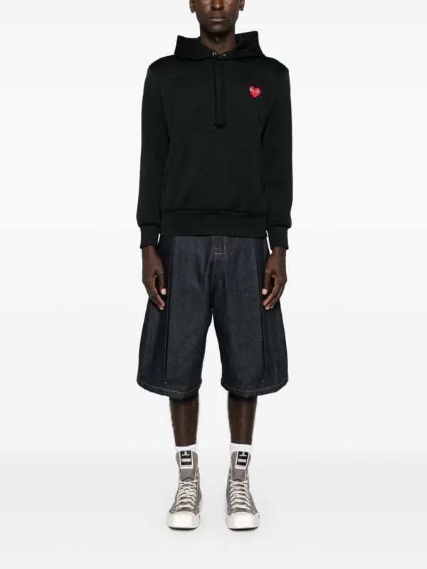 Play Comme Des Garcon Cotton Hoodie With Heart Patch
