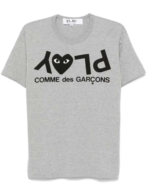 Play Comme Des Garcon Cotton T-shirt With Logo Print - Grey