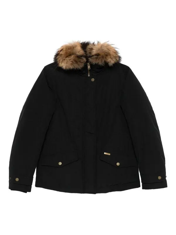 Woolrich Short Down Jacket With Fur Trim
