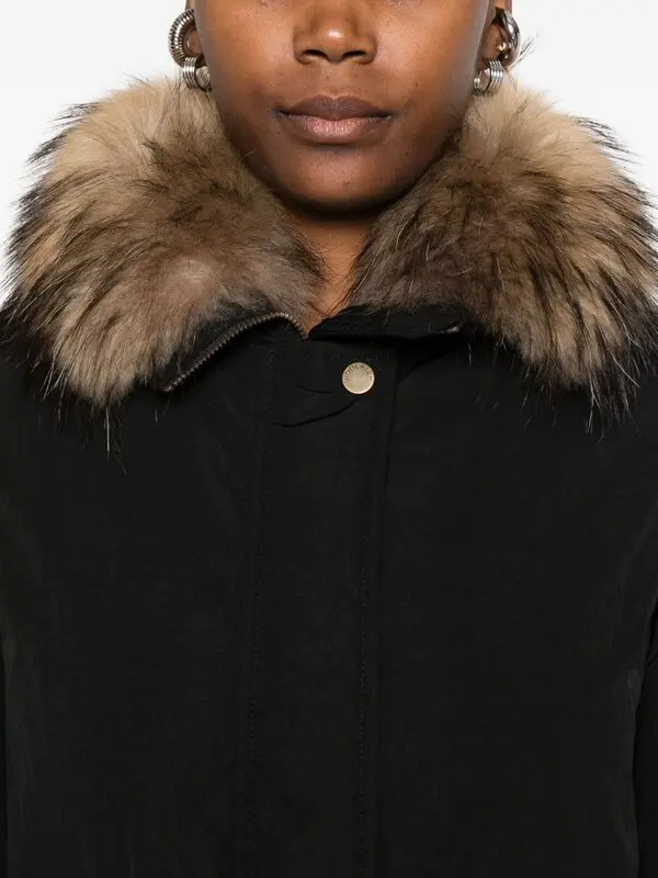 Woolrich Short Down Jacket With Fur Trim