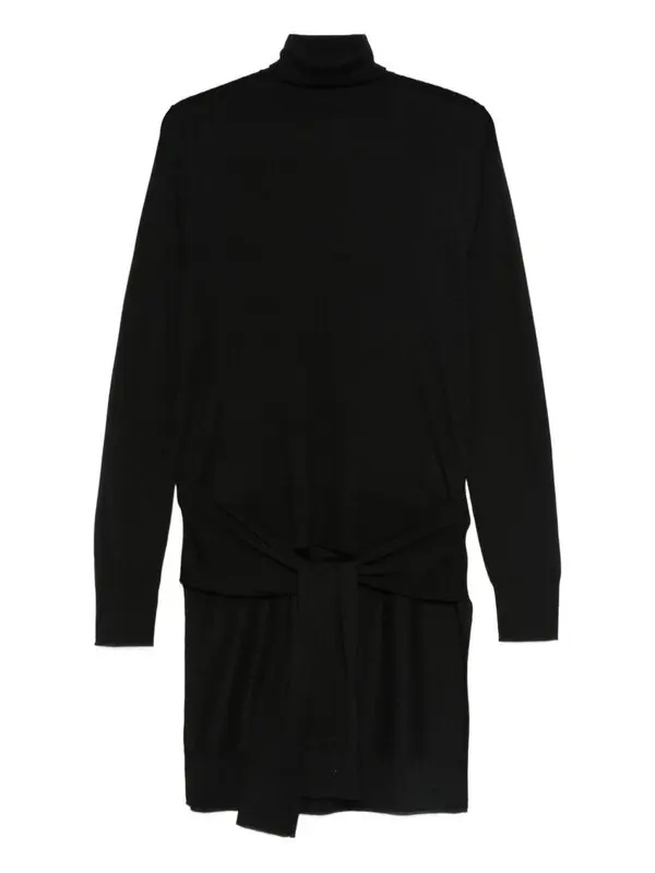 TOTEME Wool And Silk Blend Turtleneck Sweater Dress With Tie-front Detail