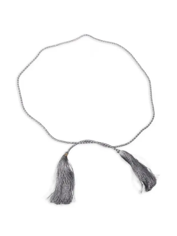 FORTE_FORTE Crystal And Tassel Belt - Grey