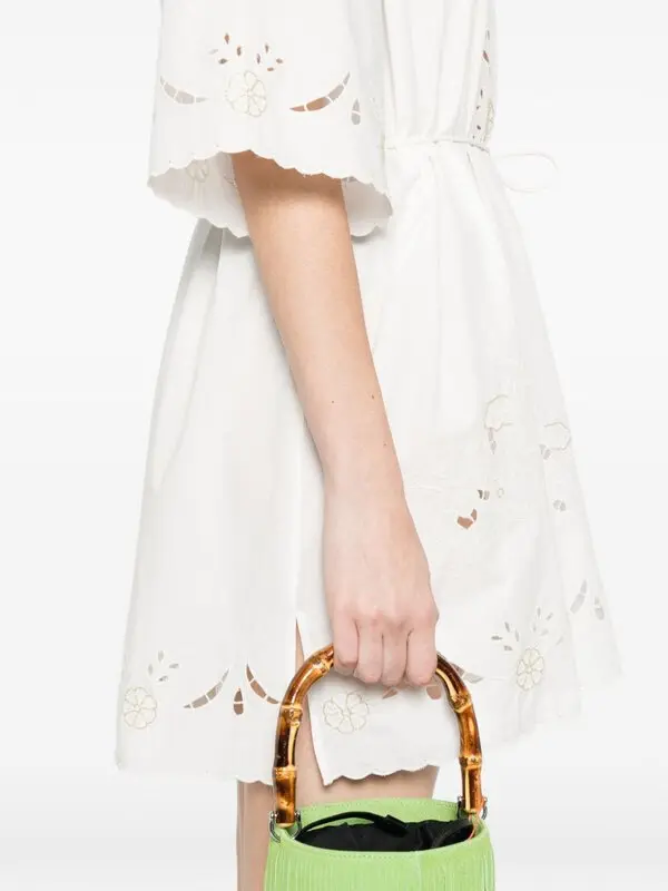 FORTE_FORTE Embroidered Cotton Shirtdress With Scalloped Hem