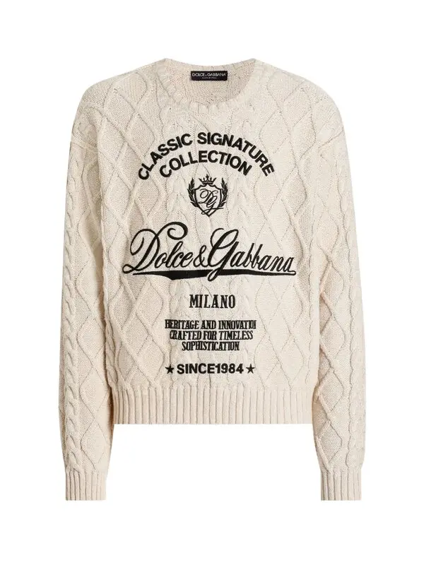 Dolce & Gabbana Cable Knit Logo Sweater