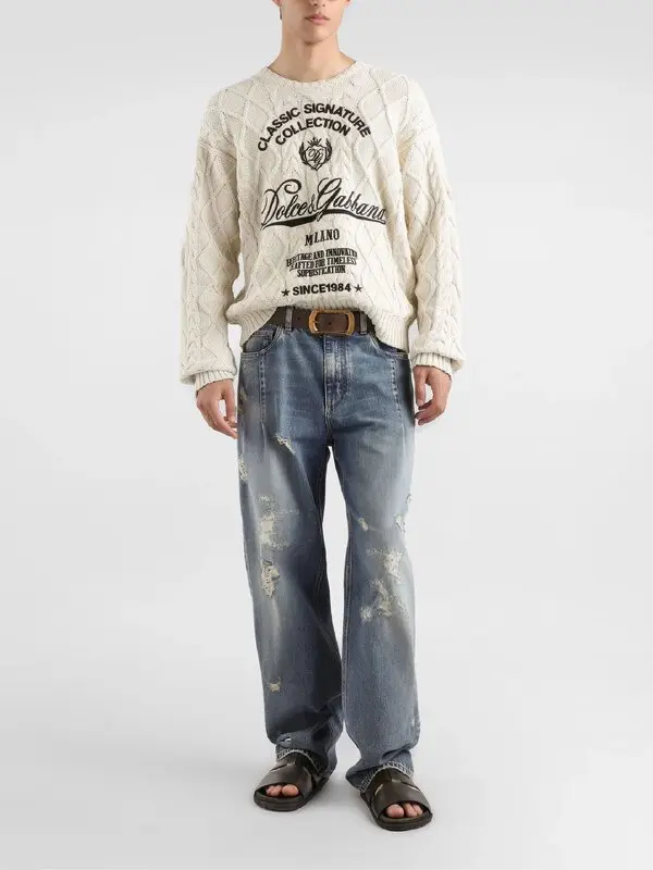 Dolce & Gabbana Cable Knit Logo Sweater