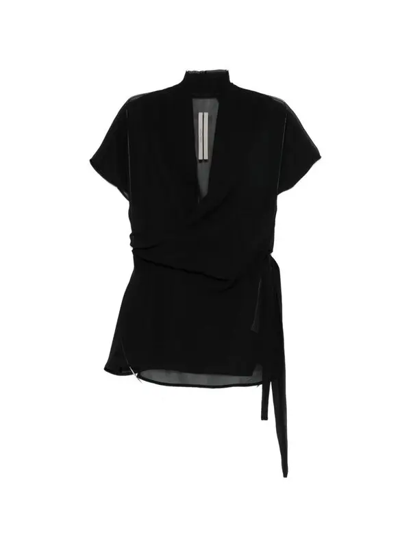 Rick Owens Silk Wrap Top - Black
