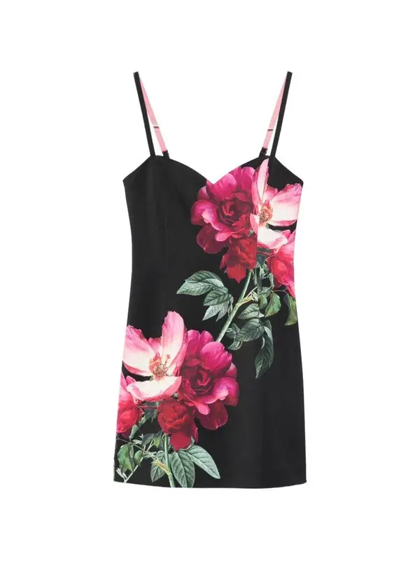 Alice + Olivia Printed Floral Sweetheart Neckline Mini Dress