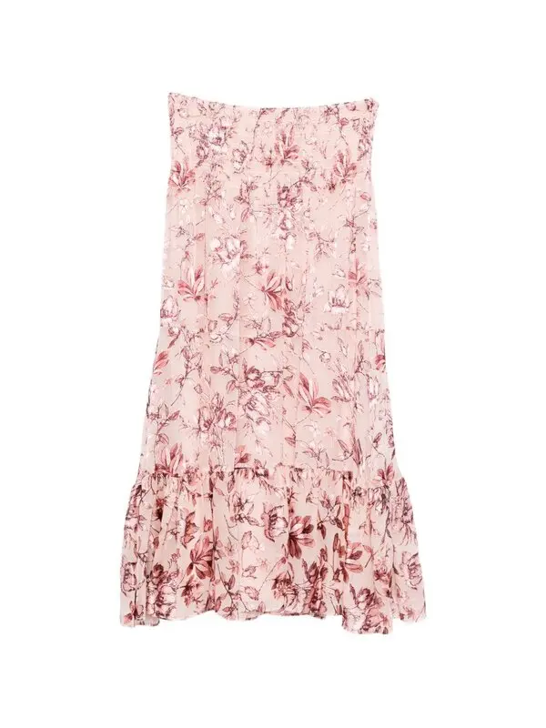 Alice + Olivia Floral Print Maxi Skirt With Ruffled Hem