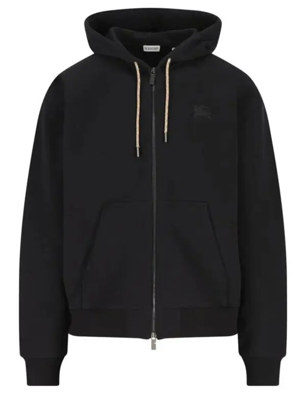 Burberry Rory Check Paneled Zip Hoodie - Black
