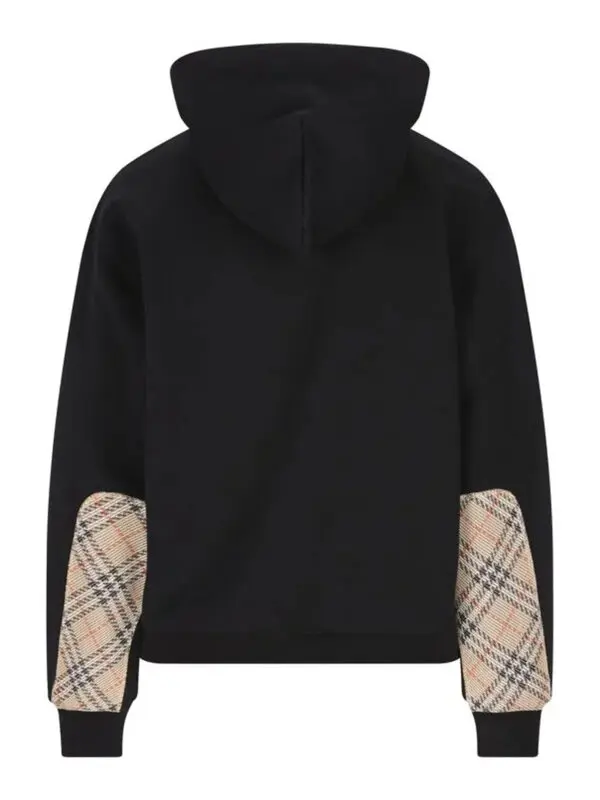Burberry Rory Check Paneled Zip Hoodie - Black