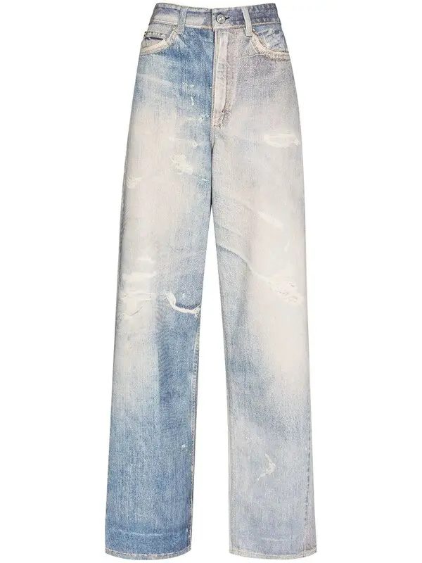 Our Legacy Full Cut Jeans With Distressed Wash - Blue