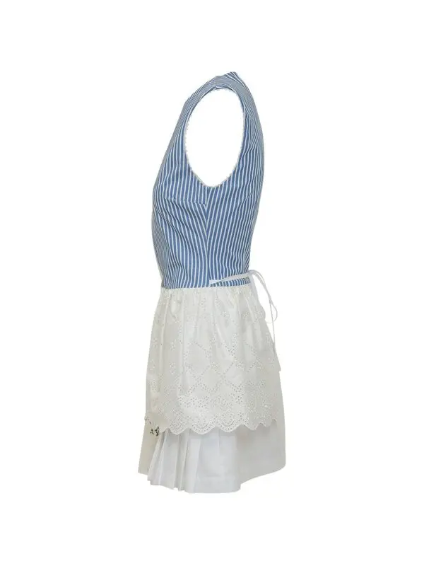 MSGM Sleeveless Dress With Mixed Prints And Pleated Skirt