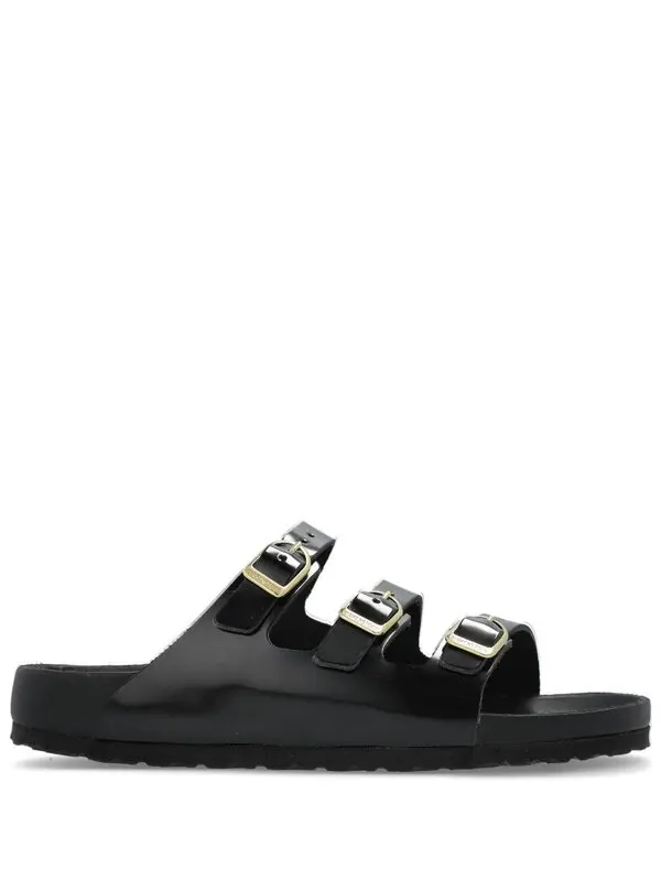 BIRKENSTOCK Florida Patent Leather Triple Strap Sandals - Black