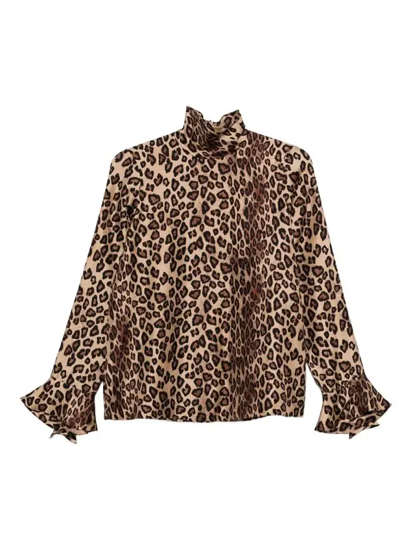 Alberto Biani Printed Silk Blouse With High Neck And Cuffed Sleeves