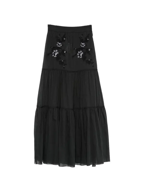 Ermanno Scervino Cotton Maxi Skirt With Elasticated Waistband - Black