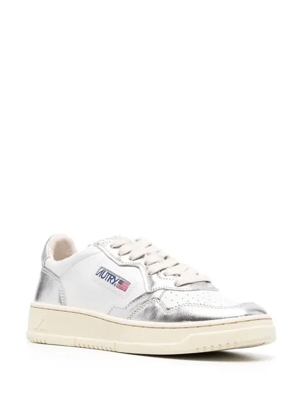 AUTRY Medialist Low Leather Sneakers With -tone Accents - Silver