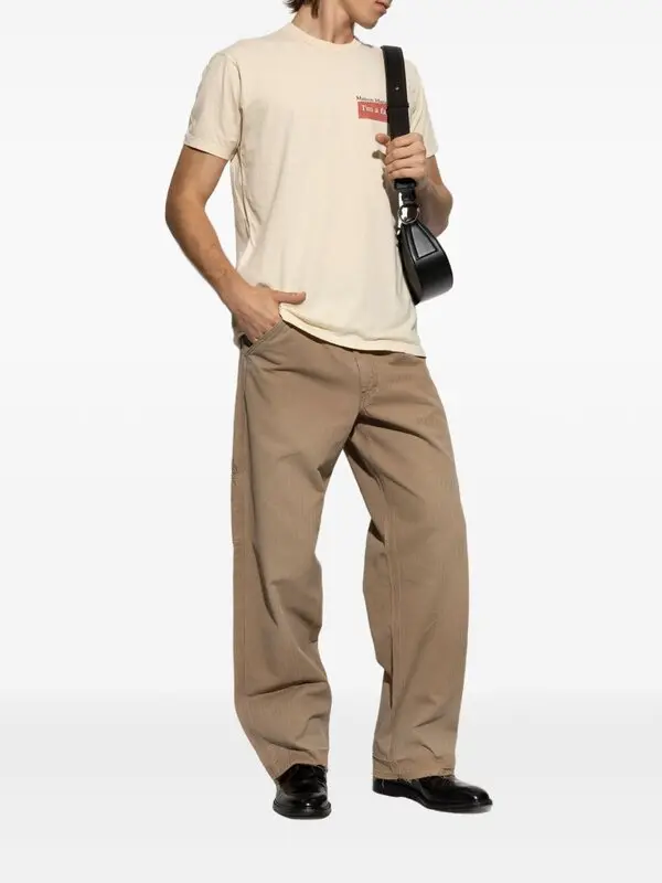 MAISON MARGIELA Herringbone Cotton Trousers With Frayed Hems