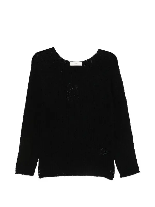 DUNST Crochet Crewneck Jumper - Black